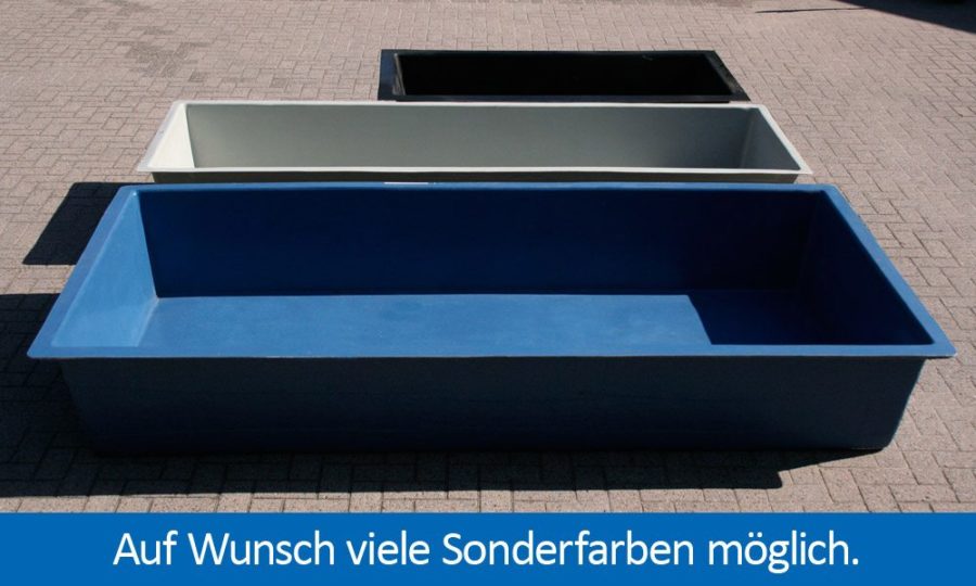 GFK-Teichbecken Wasserbecken rechteckig 140 x 70 x 35 cm 300 Liter ...